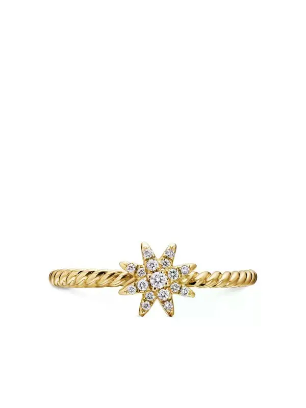 David Yurman 18kt Yellow Starburst Diamond Ring - Gold
