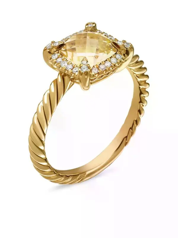 David Yurman 18kt Yellow Petite Chatelaine Citrine And Diamond Ring - Gold