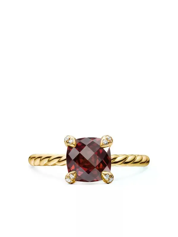David Yurman 18kt Yellow Chatelaine Garnet And Diamond Ring - Gold