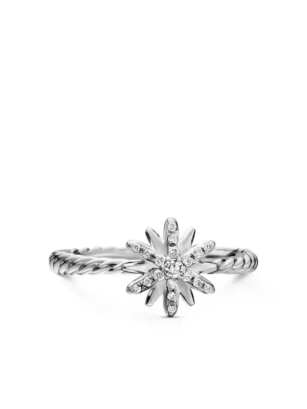 David Yurman Sterling Diamond Starburst Ring - Silver