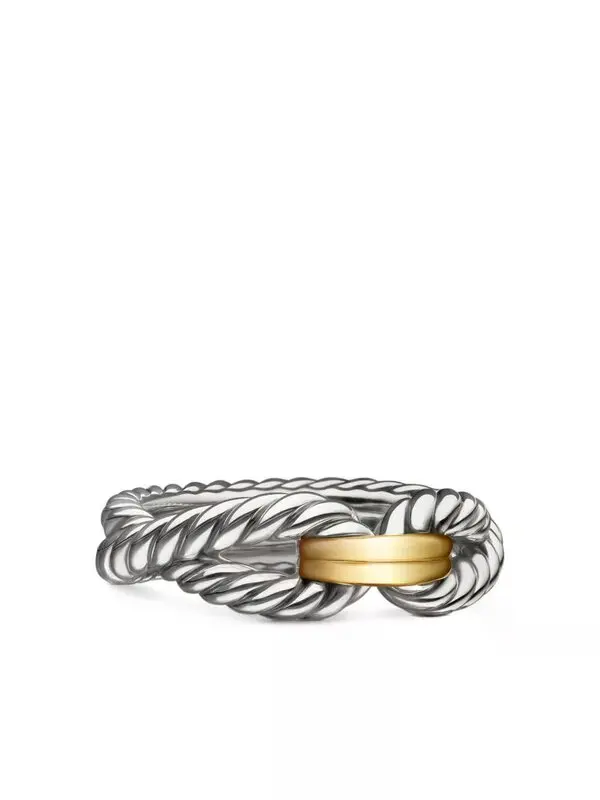David Yurman 18kt Yellow Gold And Sterling Cable Loop Band Ring - Silver