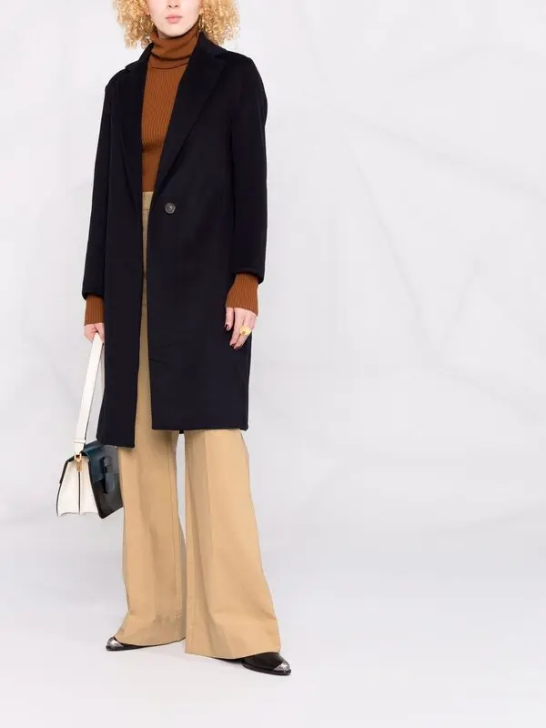Vince Single-breasted Fitted Coat - Blue