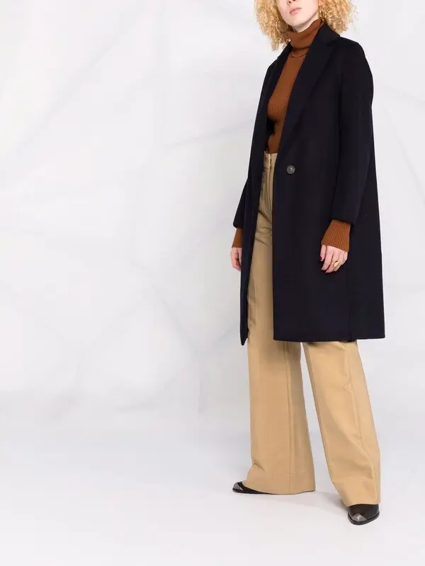 Vince Single-breasted Fitted Coat - Blue