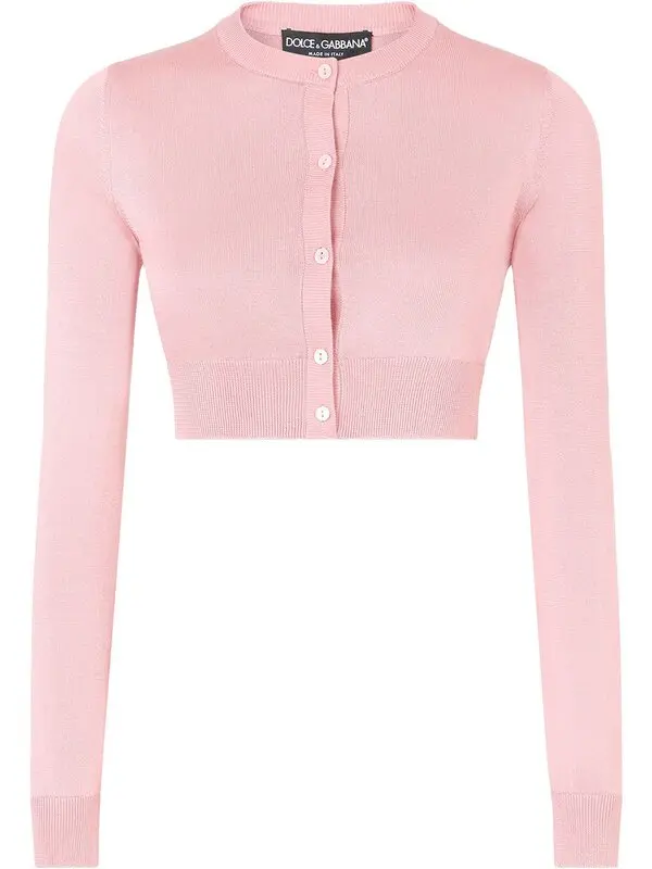 Dolce & Gabbana Button-up Cropped Silk Cardigan - Pink