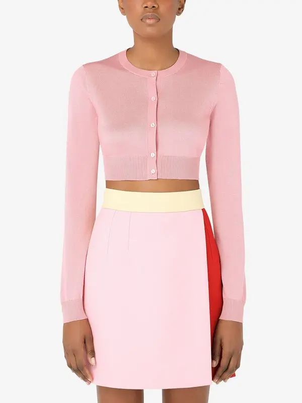 Dolce & Gabbana Button-up Cropped Silk Cardigan
