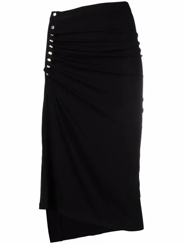 Rabanne Asymmetric Midi Skirt - Black