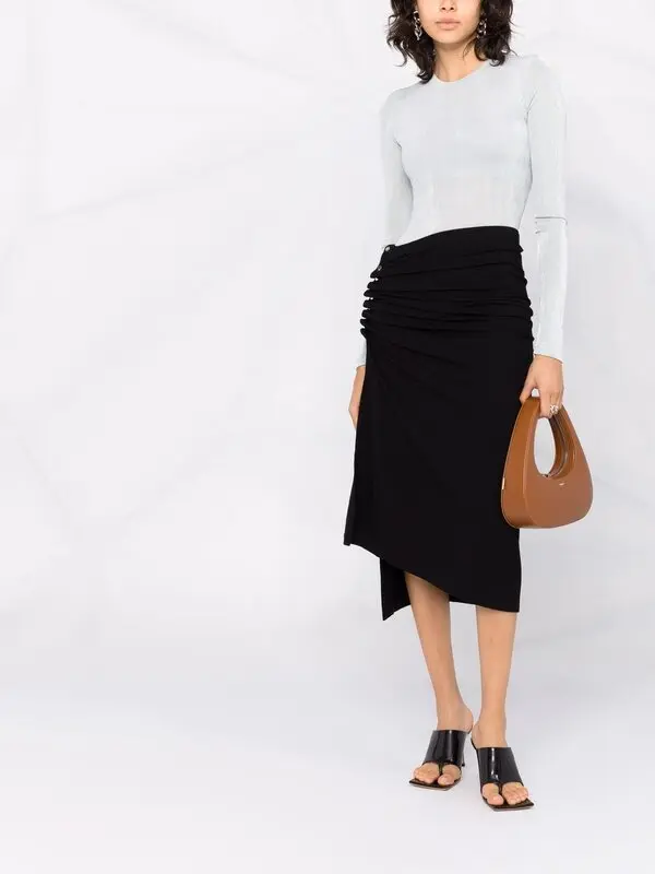 Rabanne Asymmetric Midi Skirt - Black