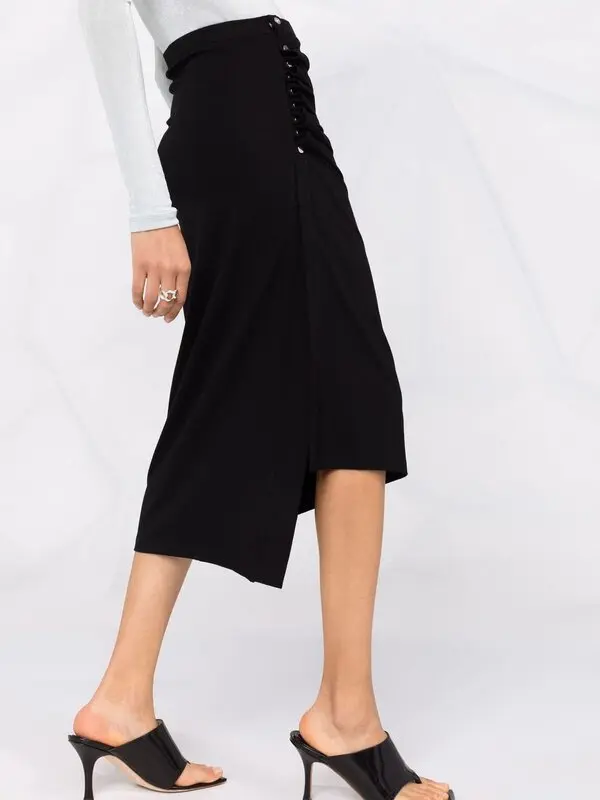Rabanne Asymmetric Midi Skirt - Black