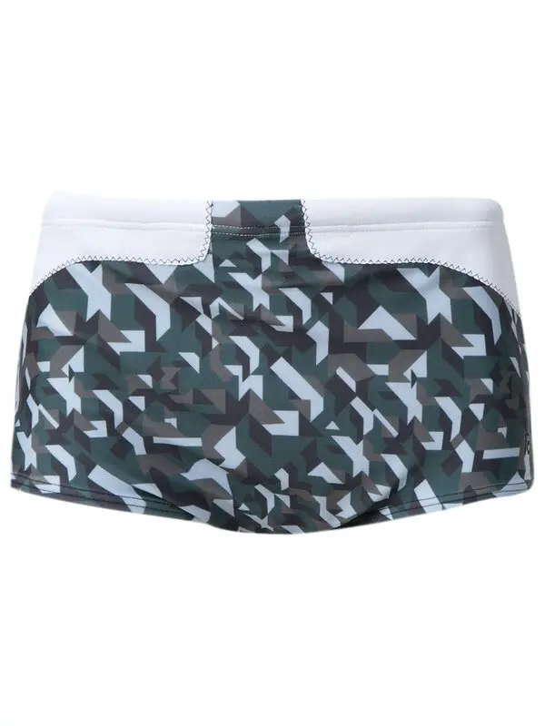 AMIR SLAMA Geometric Print Trunks - Green