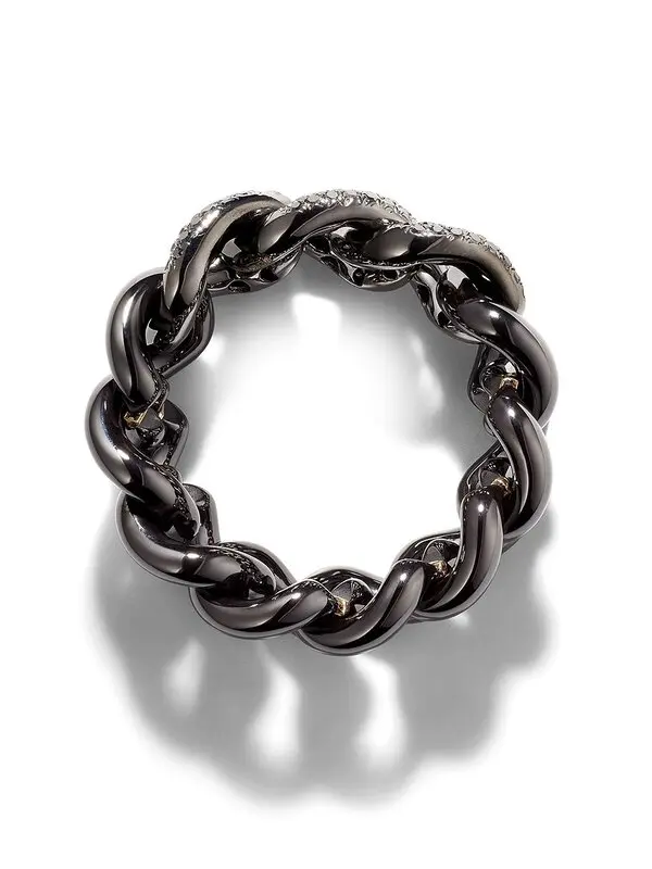 Shay 18k Gold Mini Link Diamond Ring - Black