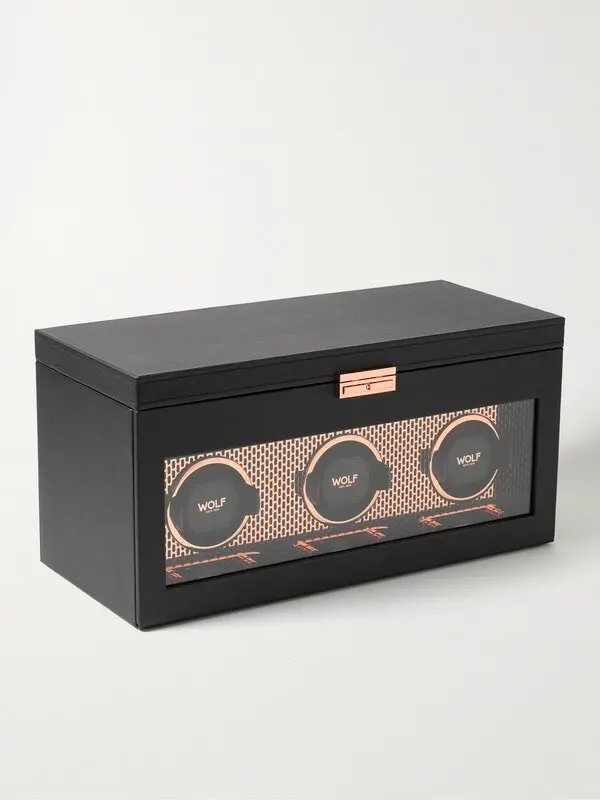 Wolf Axis Triple Vegetarian Material Watch Winder - Black