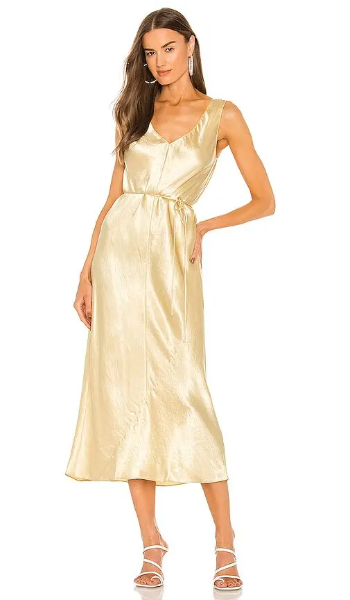 open lace back dress Vince Wilted Peony Pleated V-Neck Dress in White Peony