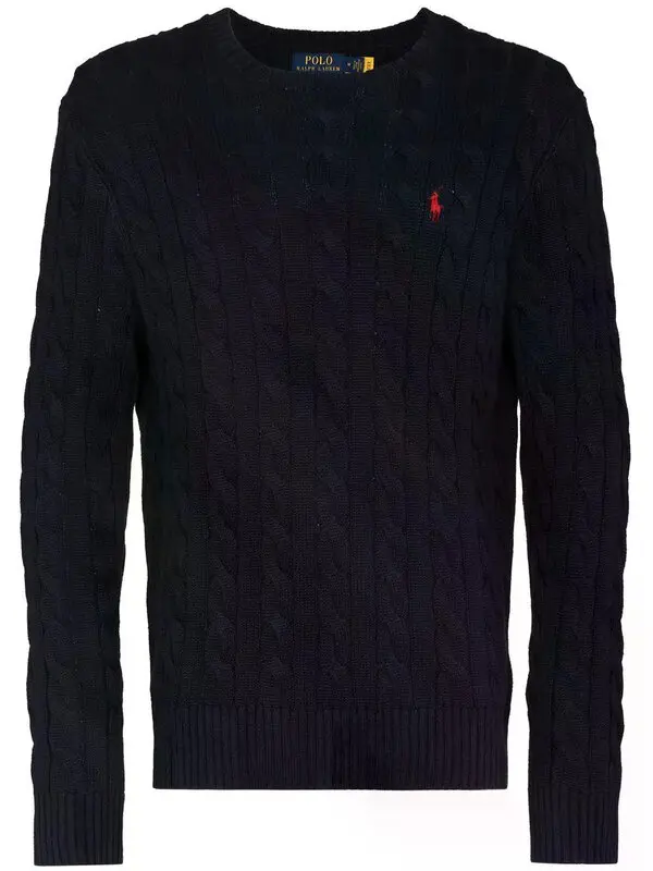 Polo Ralph Lauren Logo-embroidered Cable-knit Jumper - Black