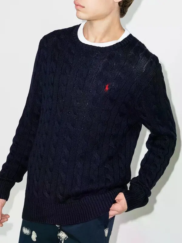 Polo Ralph Lauren Logo-embroidered Cable-knit Jumper - Black