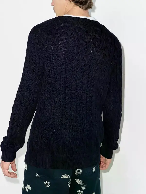 Polo Ralph Lauren Logo-embroidered Cable-knit Jumper - Black