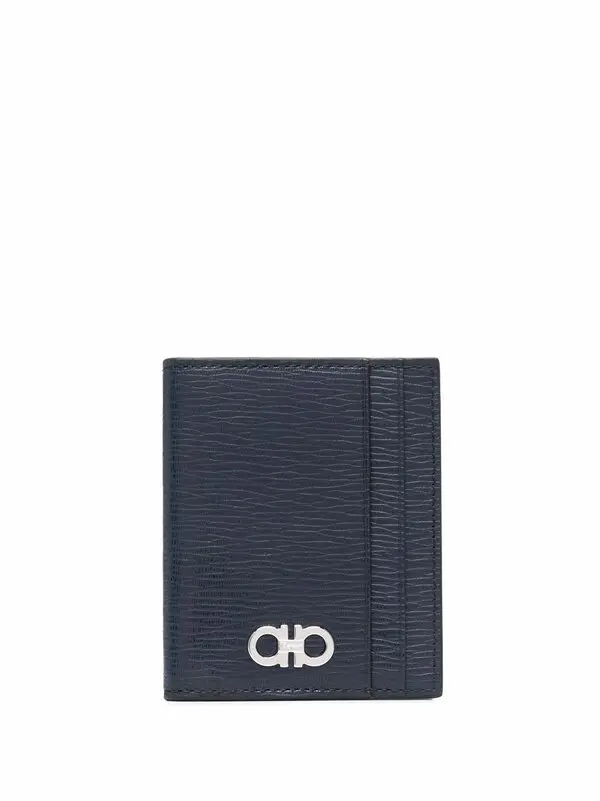 FERRAGAMO Logo-print Leather Cardholder - Blue
