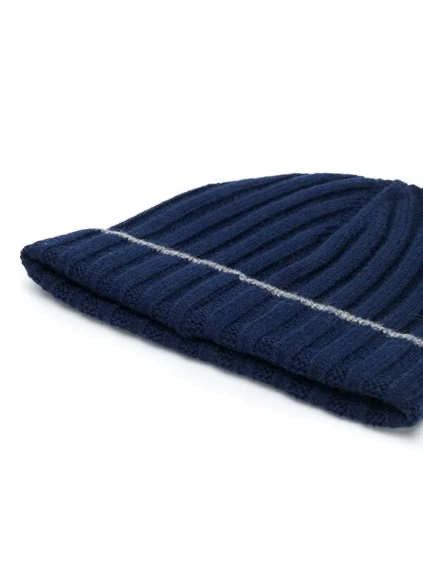 Brunello Cucinelli Ribbed Cashmere Beanie - Blue