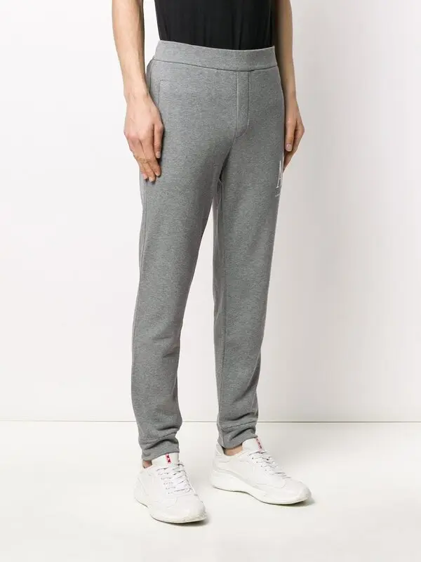 Armani Exchange Logo Embroidered Track Pants - Grey