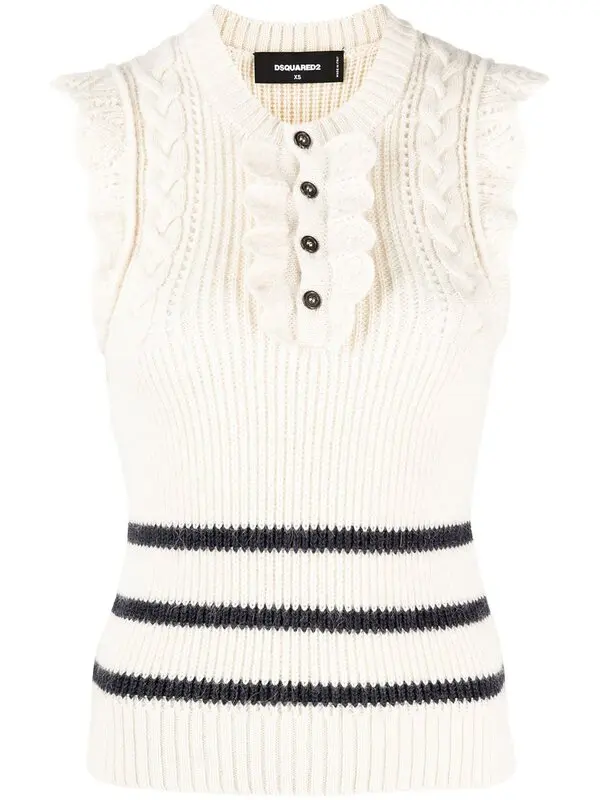 Dsquared2 Ruffled Sleeveless Knitted Top