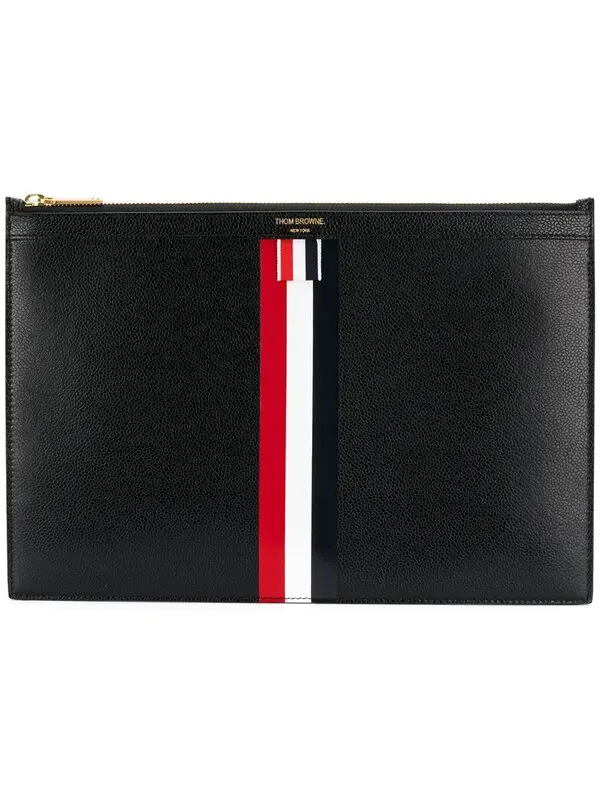 Thom Browne Tricolour Tablet Holder - Black