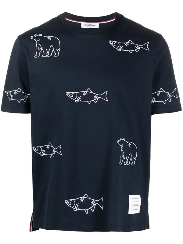 Thom Browne Embroidered Bear Fish T-shirt
