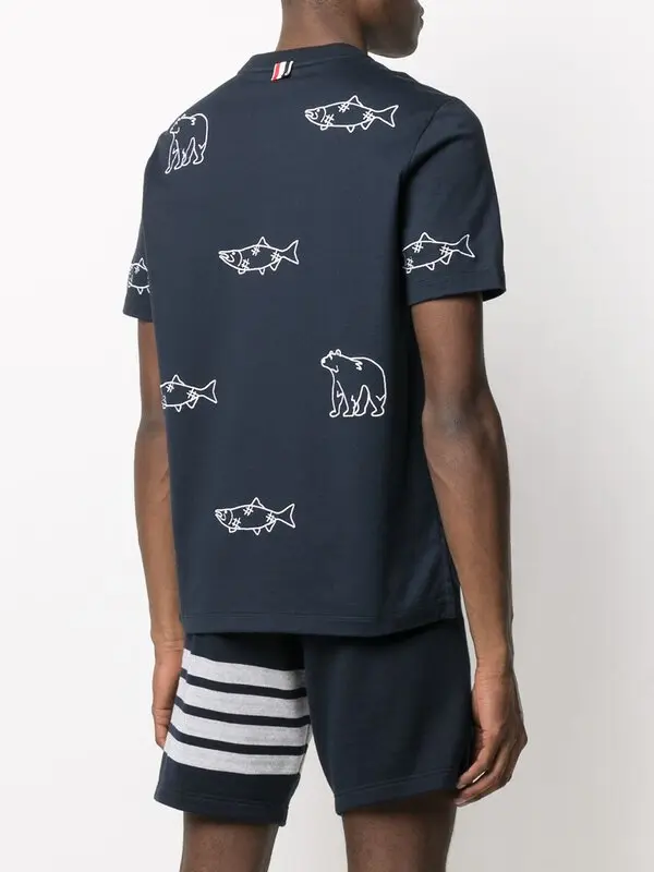 Thom Browne Embroidered Bear Fish T-shirt