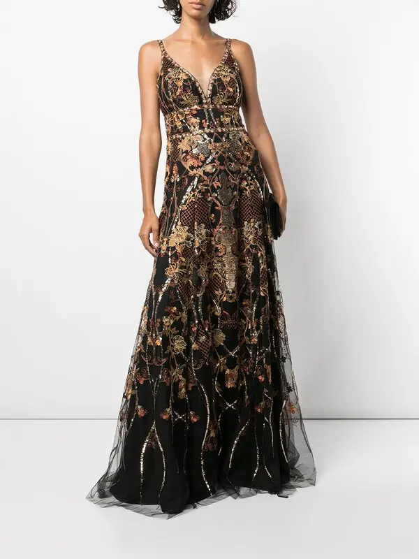 Marchesa Bead-Embellished Evening Dress In Black - 5% Off | Editorialist