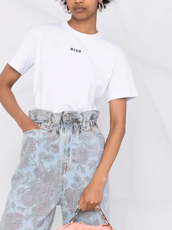 MSGM Logo Print Cotton T-shirt - White
