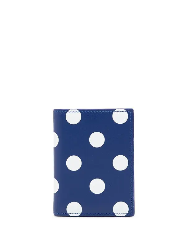 Comme Des Garçons Polka Dot-print Leather Cardholder - Blue