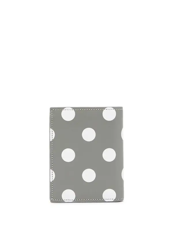 Comme Des Garçons Polka Dot-print Leather Cardholder - Grey