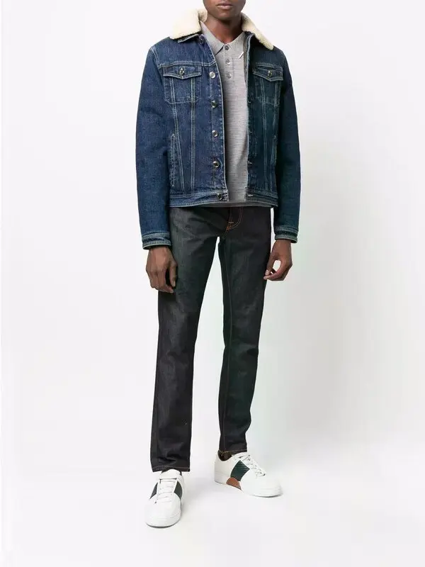 MOORER Faux-shearling Collar Denim Jacket