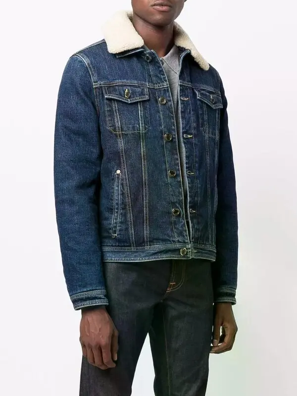 MOORER Faux-shearling Collar Denim Jacket