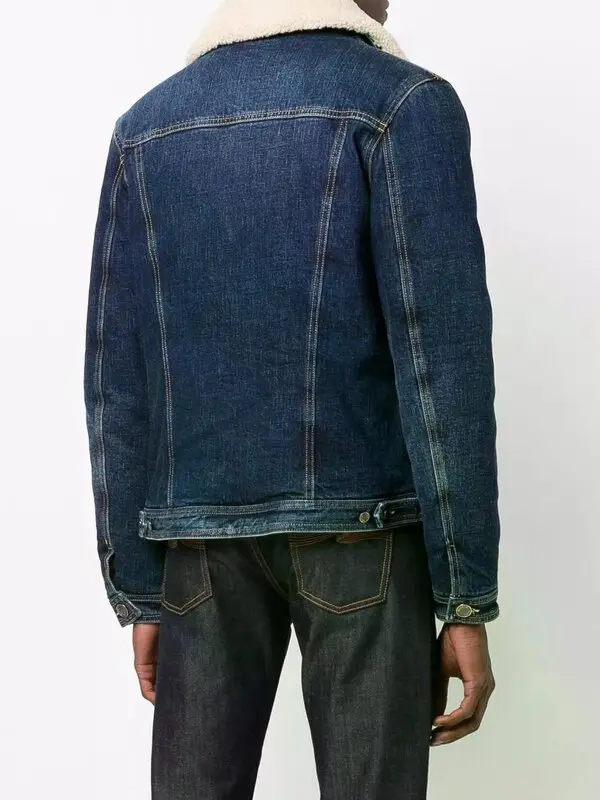 MOORER Faux-shearling Collar Denim Jacket