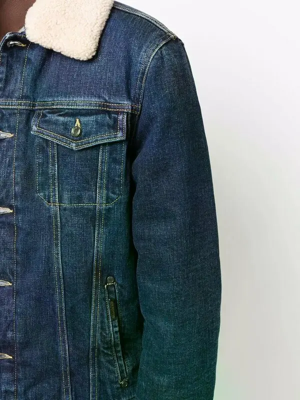 MOORER Faux-shearling Collar Denim Jacket