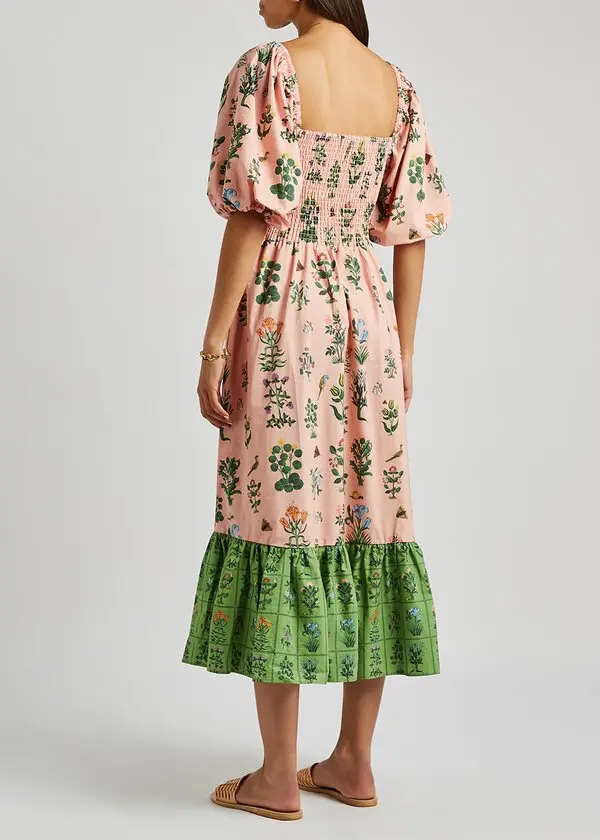 Rhode Eloise Floral-print Cotton Midi Dress