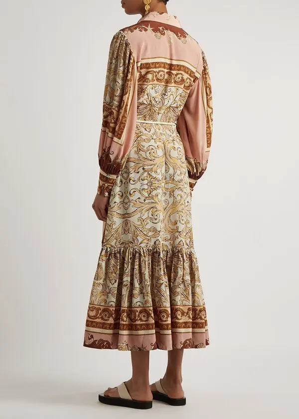 ALEMAIS Ursula Printed Silk Shirt Dress