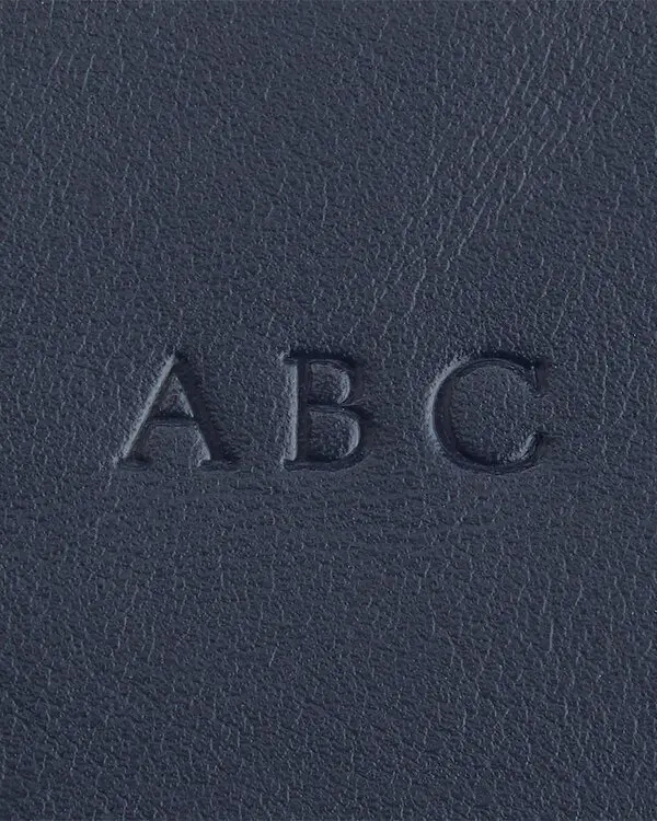 ROYCE NEW YORK Monogrammed Leather Card Holder Wallet, Personalized - Navy Blue