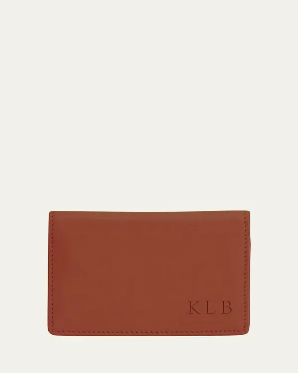 ROYCE NEW YORK Monogrammed Leather Card Holder Wallet, Personalized - Tan