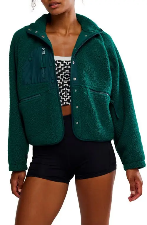 Free People Hit The Slopes Fleece Jacket - Evergreen