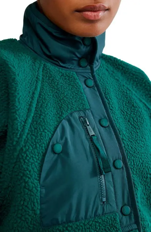 Free People Hit The Slopes Fleece Jacket - Evergreen