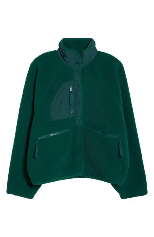 Free People Hit The Slopes Fleece Jacket - Evergreen