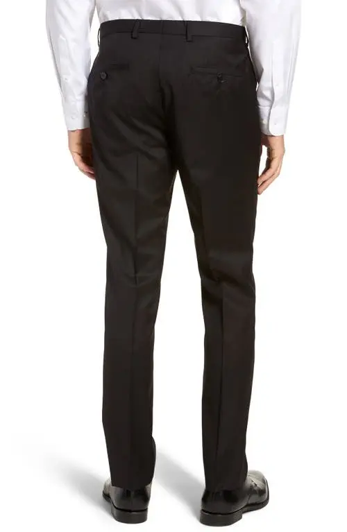 BOSS Lenon Cyl Flat Front Straight Leg Solid Wool Dress Pants