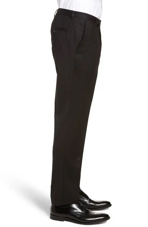 BOSS Lenon Cyl Flat Front Straight Leg Solid Wool Dress Pants