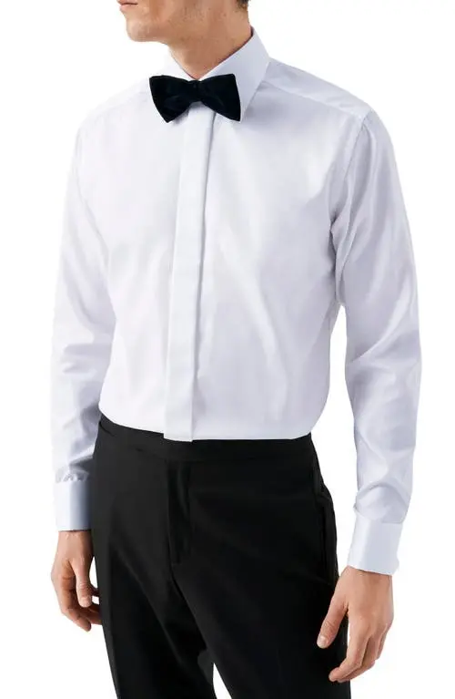 Eton Slim Fit Diamond Weave Tuxedo Shirt - White