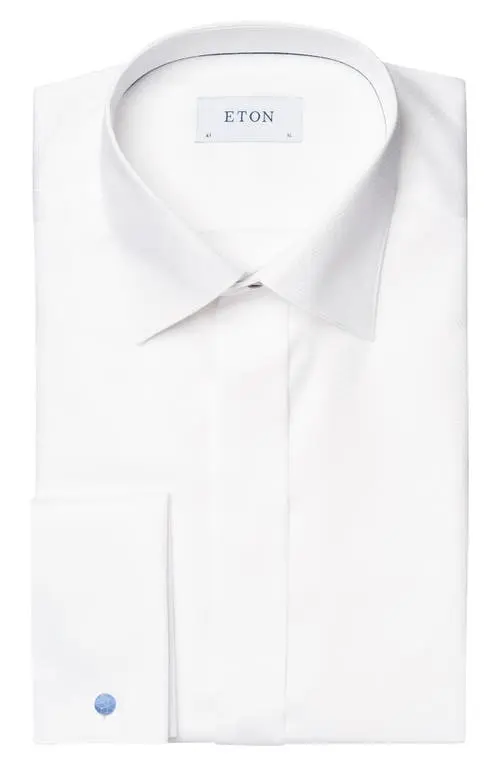 Eton Slim Fit Diamond Weave Tuxedo Shirt - White