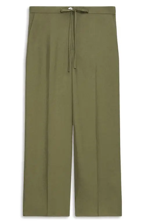 Theory Wide Leg Cropped Pants - Forest Moss