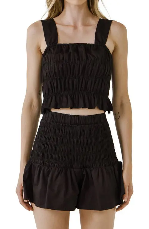 Endless Rose Smocked Ruffle Top - Black