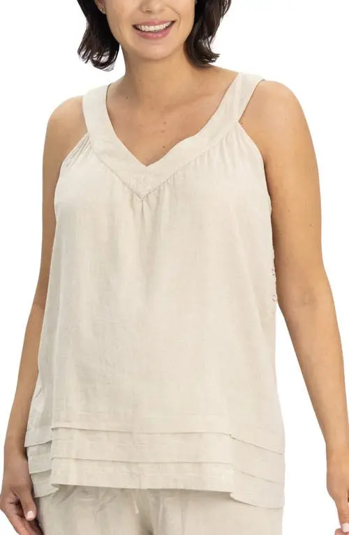 ANGEL MATERNITY Sleeveless V-neck Linen Blend Maternity/nursing Top - Beige