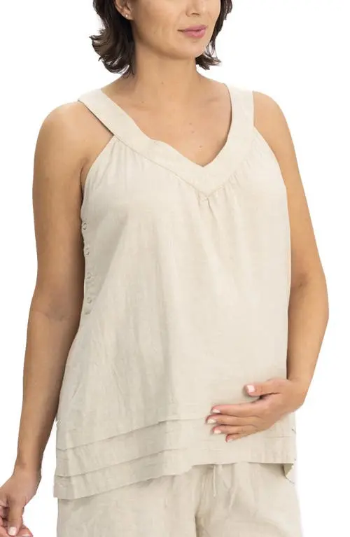 ANGEL MATERNITY Sleeveless V-neck Linen Blend Maternity/nursing Top
