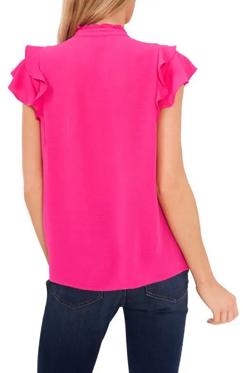 CECE DUPRAZ Pintuck Ruffle Short Sleeve Blouse